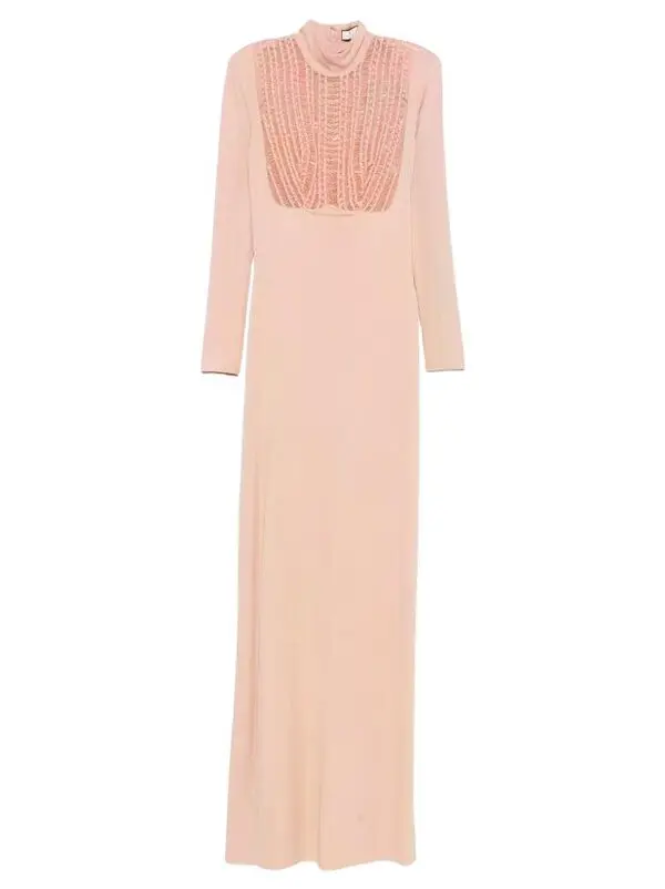 Elisabetta Franchi Beaded Long-sleeve Maxi Dress - Pink