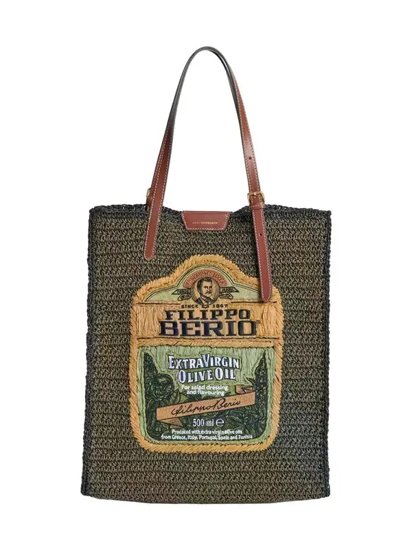 ANYA HINDMARCH Filippo Berio Raffia Tote Bag - Green