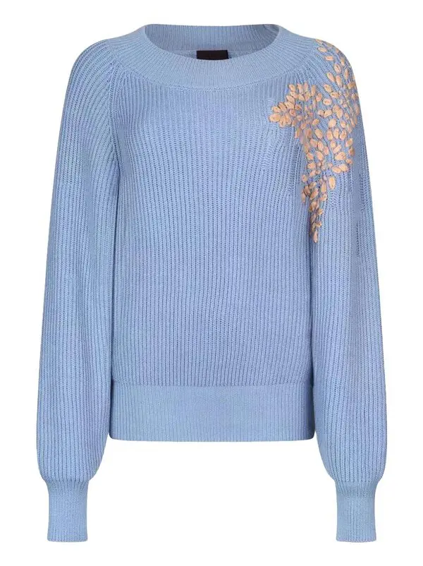 Liu Jo Faux-raffia Embroidered Sweater - Blue