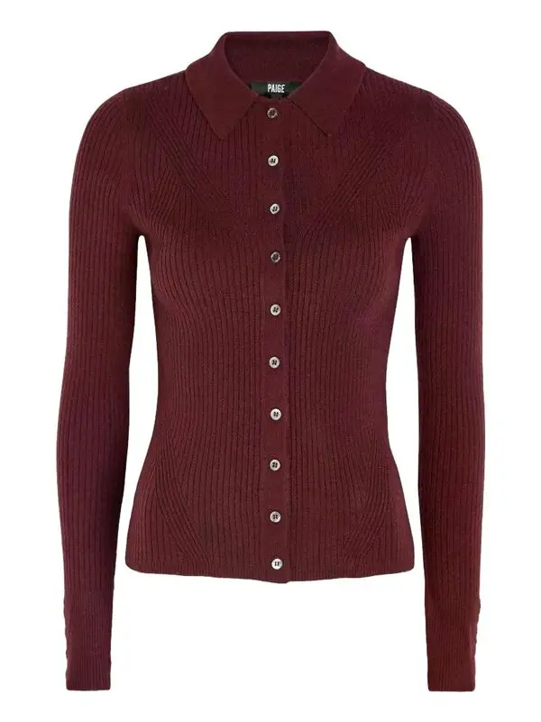 Paige Jayde Ribbed Button-front Shirt - Red