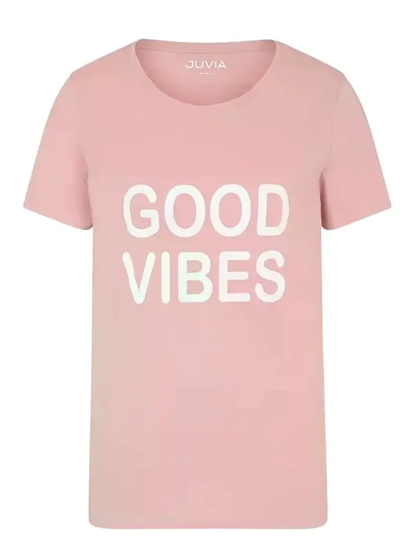 JUVIA Letter-print T-shirt - Pink