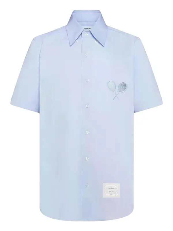 Thom Browne Racket-embroidery Short-sleeve Shirt - Blue