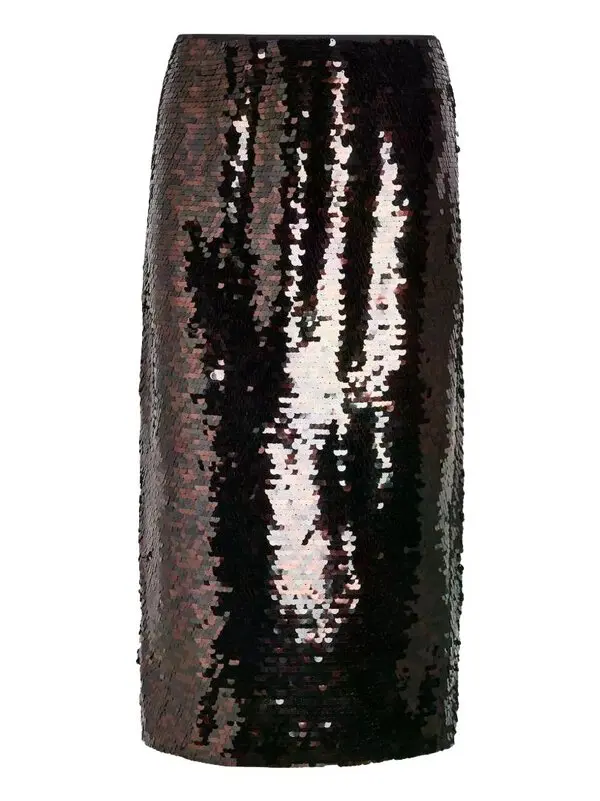 Staud Ciara Sequin Midi Skirt - Brown