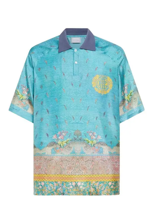 PIERRE-LOUIS MASCIA Patterned Polo Shirt - Blue