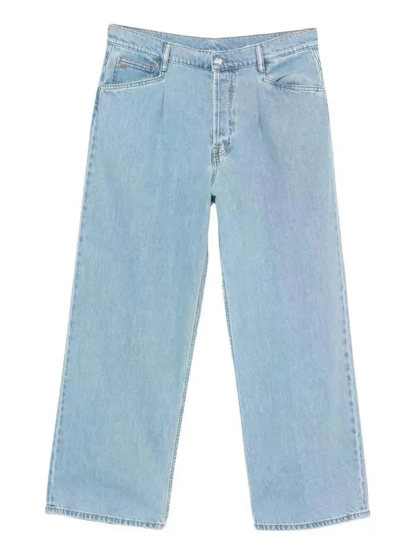 NINE:INTHE:MORNING Pleated Cotton Jeans - Blue