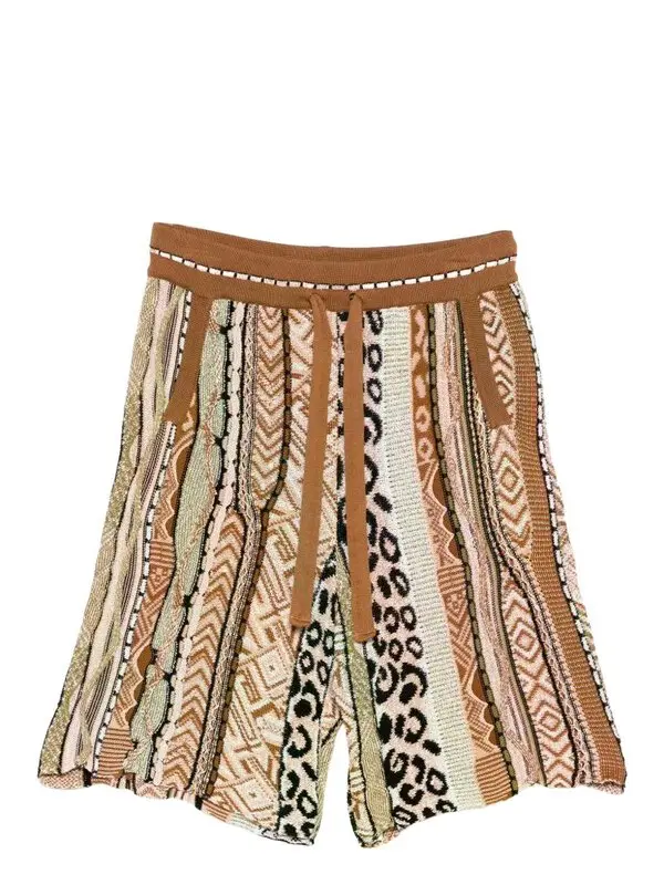 LANEUS Patterned Drawstring Shorts - Neutrals