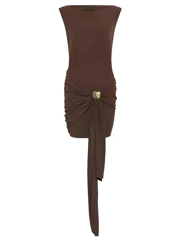 Marella Knot-detail Mini Dress - Brown