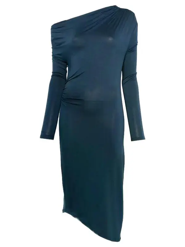 Patrizia Pepe Asymmetric-neck Midi Dress - Blue
