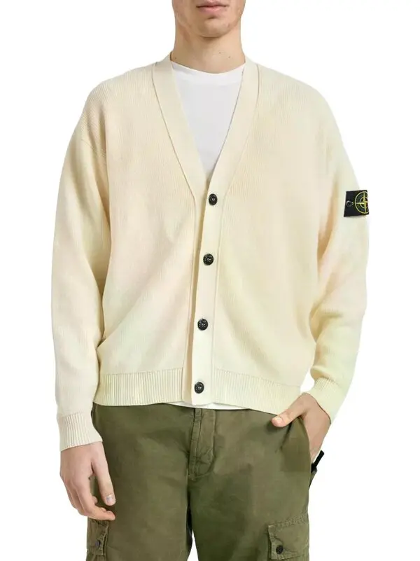 Stone Island Button Logo-patch Cardigan - Neutrals