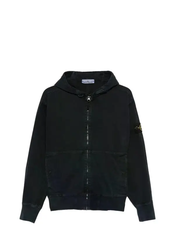 Stone Island Hooded Zip Sweatshirt - Black