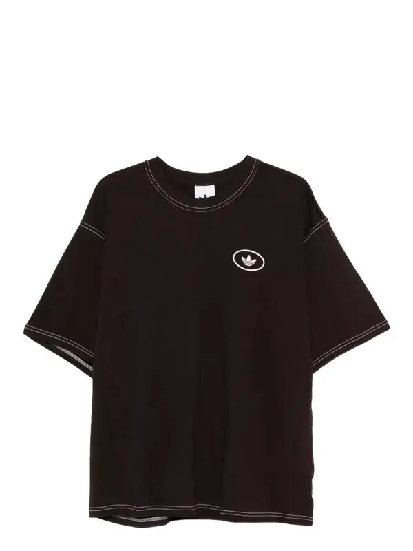 Adidas Logo Contrast-stitch T-shirt - Brown