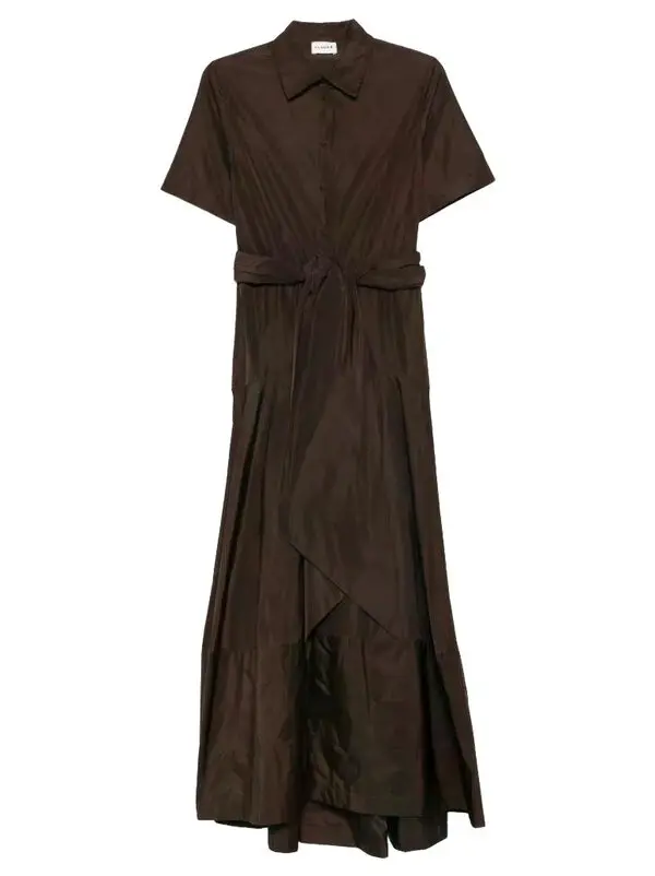 P.a.r.o.s.h Tie-waist Maxi Shirt Dress - Brown