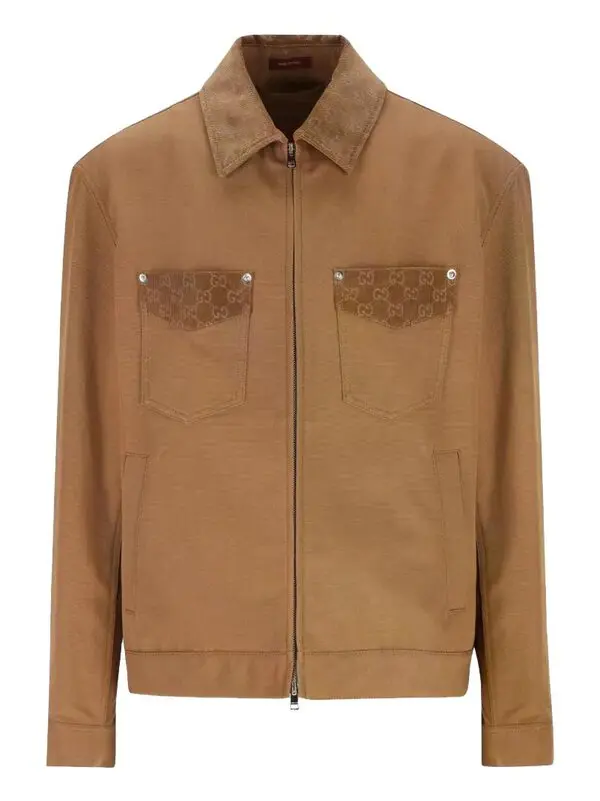 Gucci Cotton Jacket With Pockets - Brown
