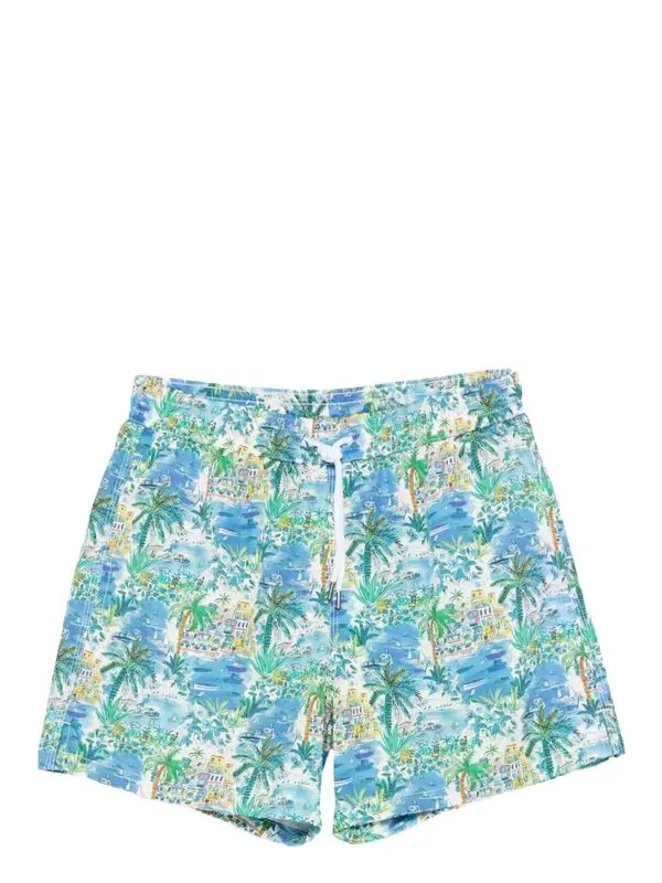 Caruso Palm Print Shorts - Blue