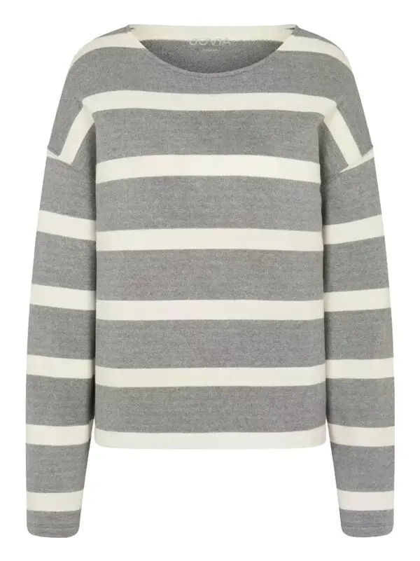 JUVIA Striped Logo-sleeve Sweater - Grey