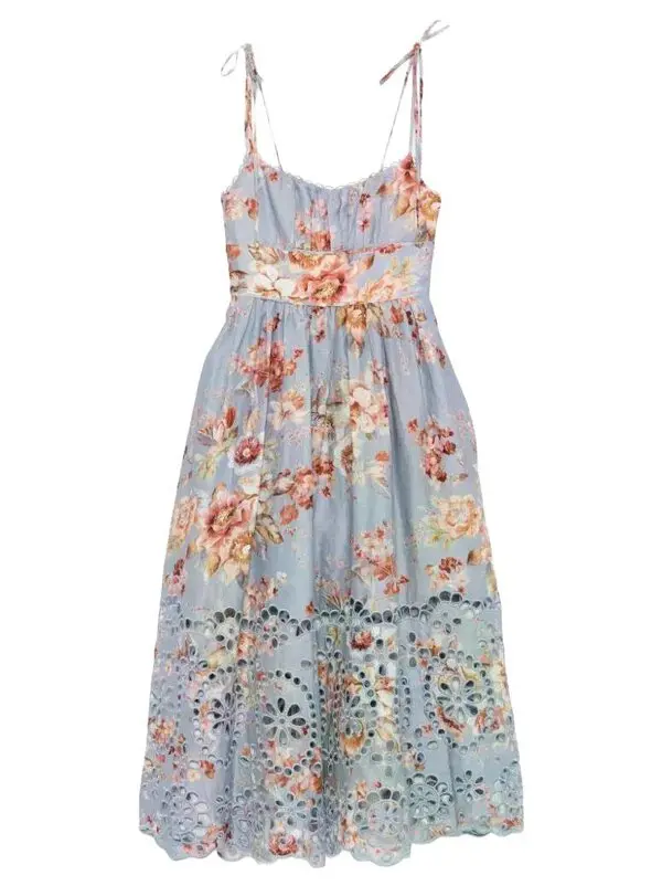 Zimmermann Awaken Floral Midi Dress - Blue