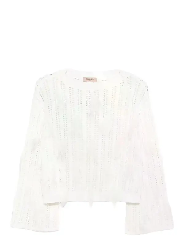 TWINSET Feather-detail Knit Sweater - White