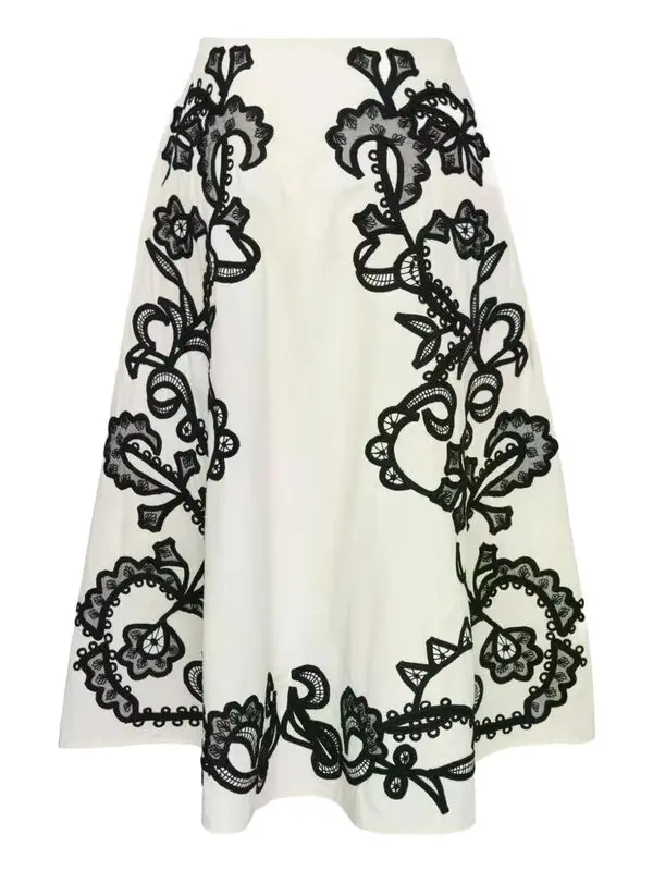 Ulla Johnson Embroidered A-line Midi Skirt - White
