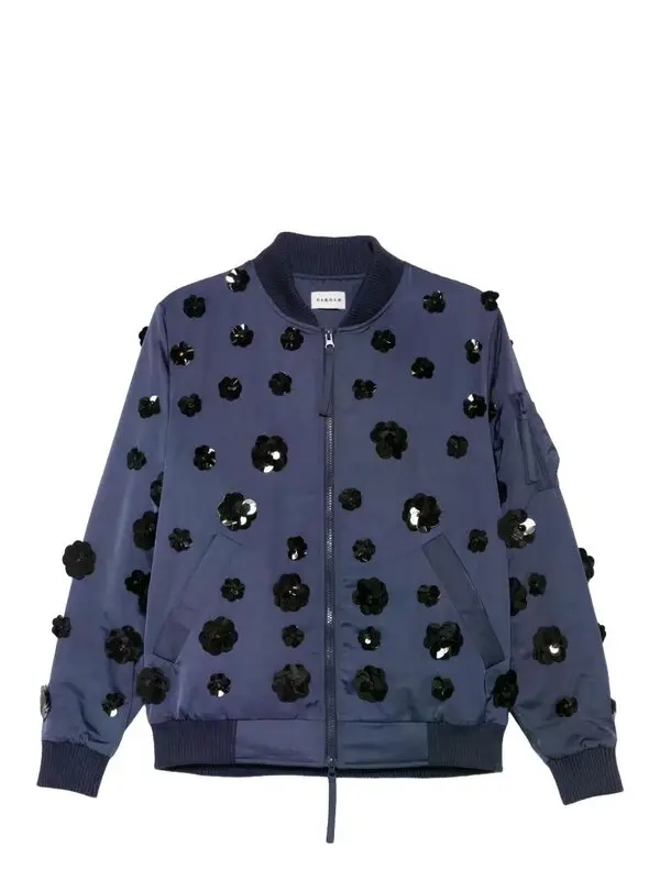 P.a.r.o.s.h Floral Embroidered Bomber Jacket - Blue