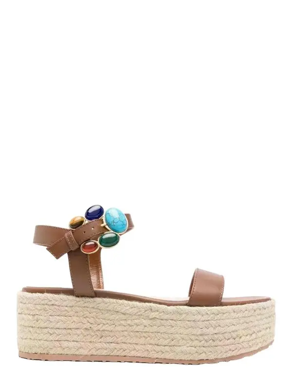 GIANVITO ROSSI Gemstone Platform Sandals - Brown