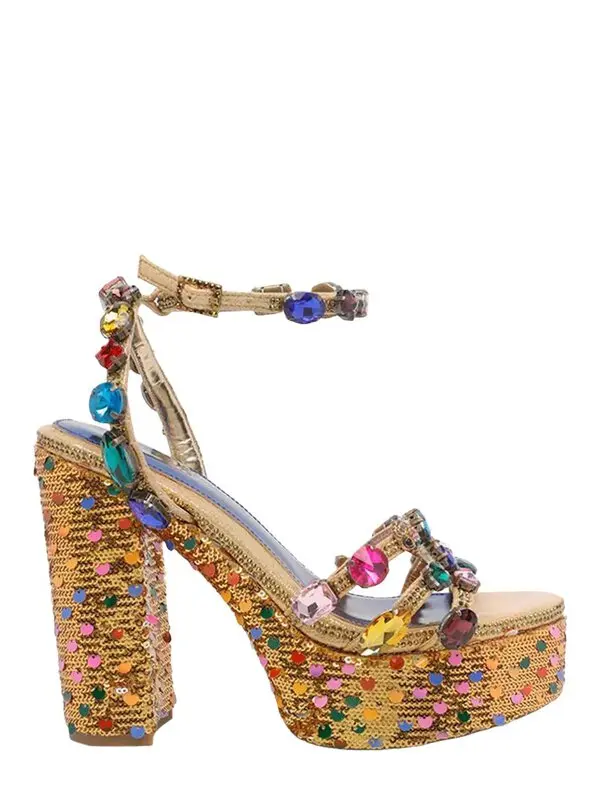 Kurt Geiger Jewel-embellished Platform Sandals - Gold