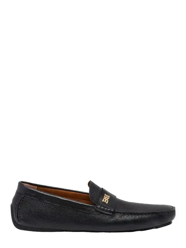 Bally Grained-leather Loafers With Logo - Black