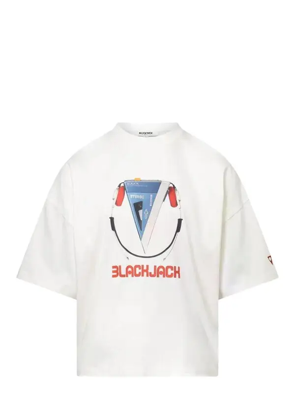 BLACKJACK Graphic Print Crew-neck T-shirt - White