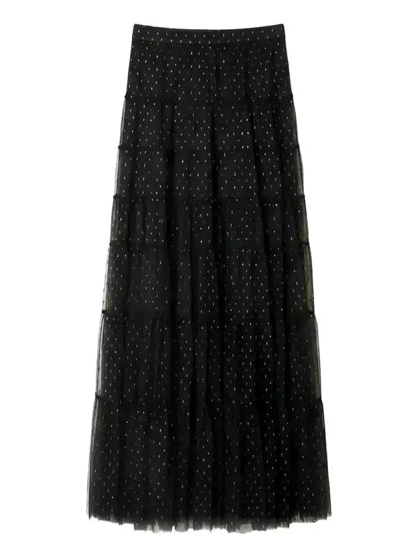 TWINSET Embellished A-line Midi Skirt - Black