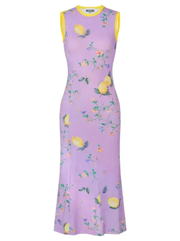 Moschino Floral-print Sleeveless Midi Dress - Purple