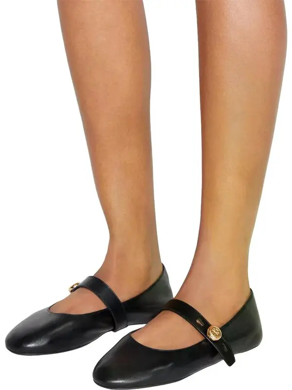 Tory Burch Strap Detail Flat Shoes - Black