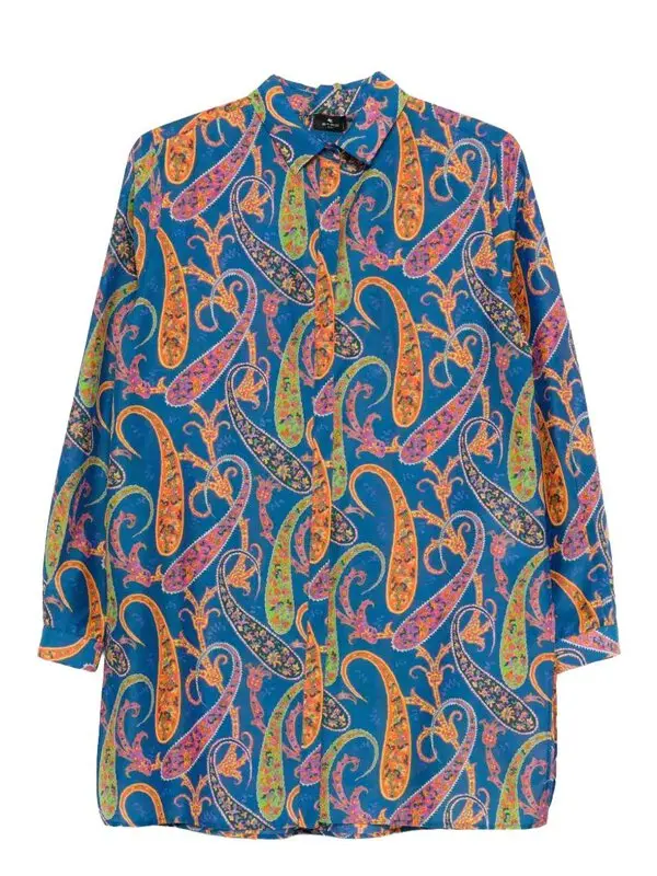 Etro Paisley Print Long Sleeve Shirt - Blue