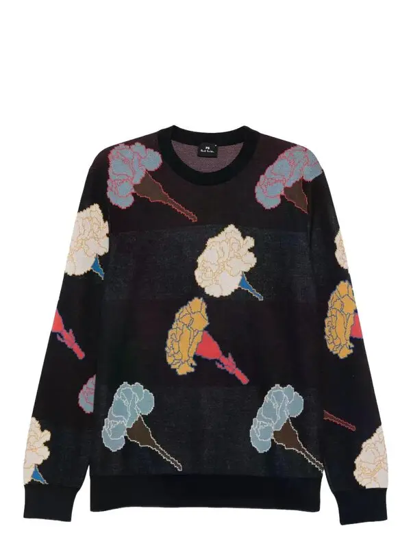 Paul Smith Floral Print Crew Neck Sweater - Blue