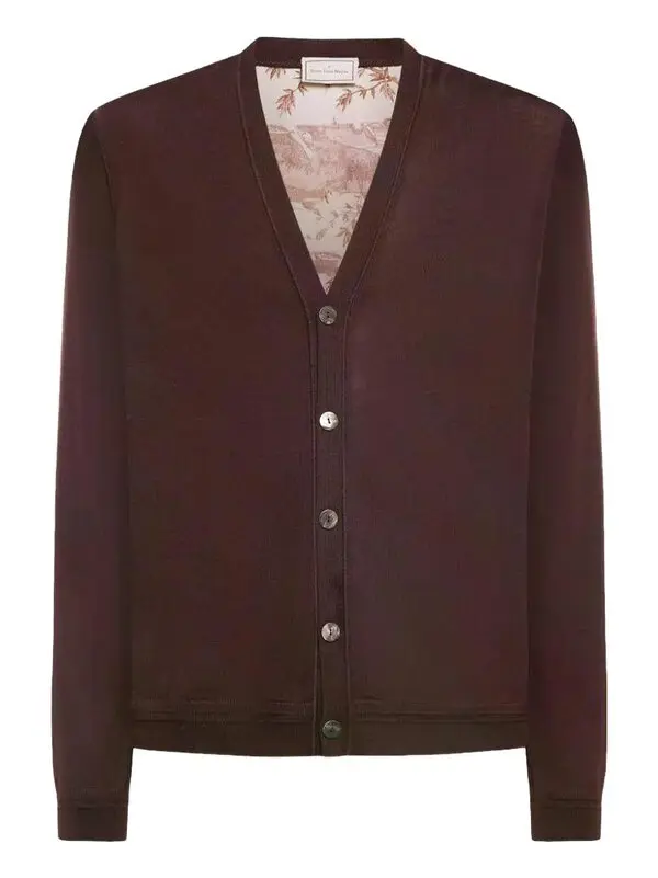 PIERRE-LOUIS MASCIA Printed V-neck Cardigan - Brown