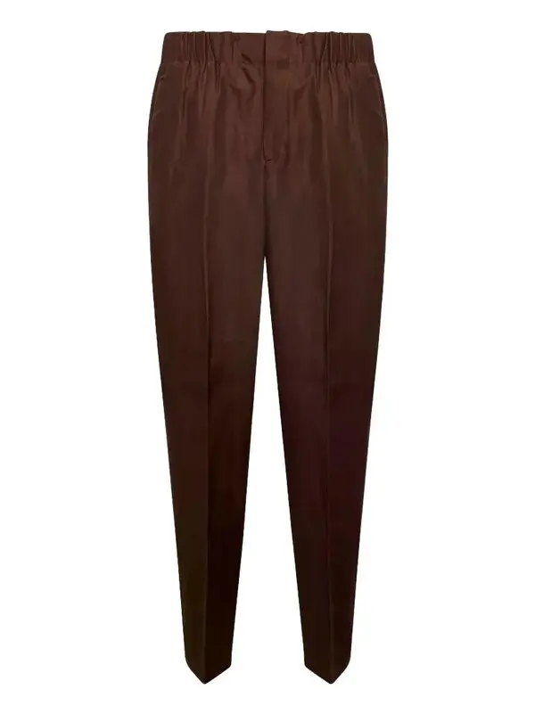 LANEUS Tapered Trousers With Elastic Waistband - Brown