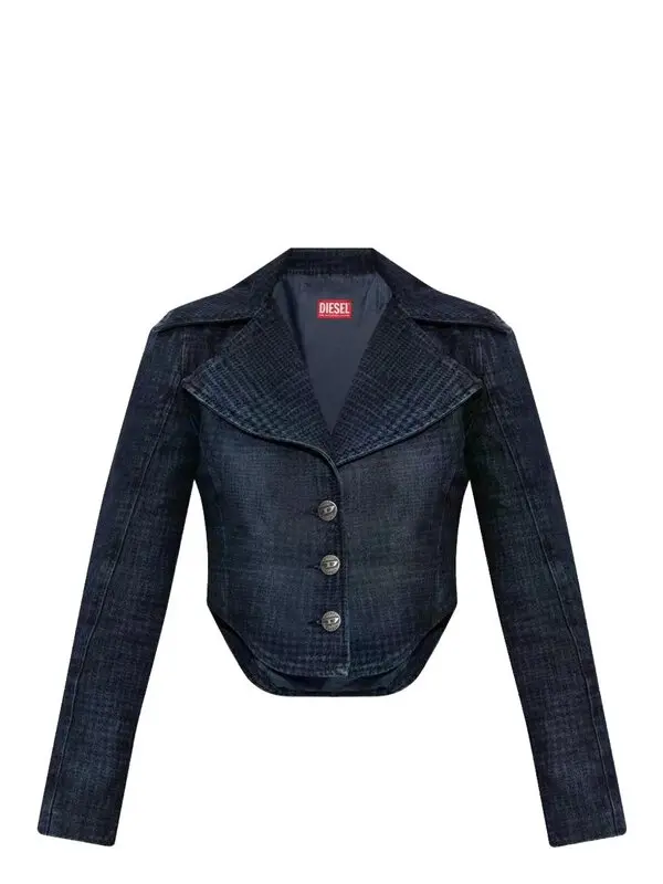 DIESEL® Prince Of Wales Cropped Jacket - Blue