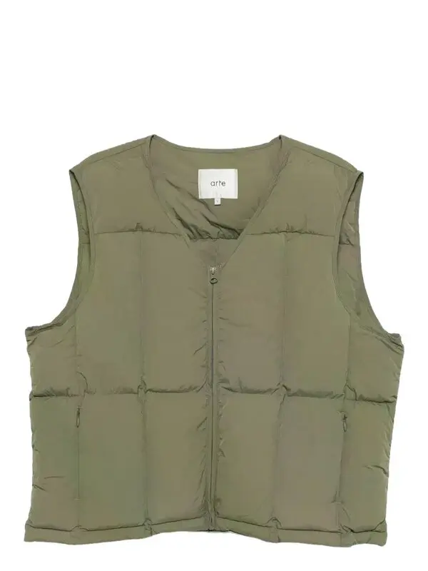 ARTE ANTWERP Quilted Zip Gilet - Green