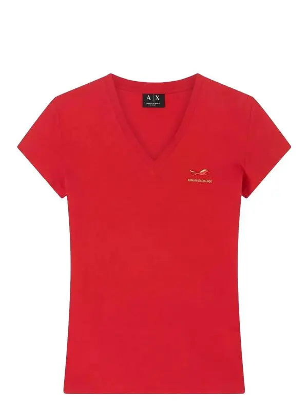 Armani Exchange Embroidered V-neck T-shirt - Red