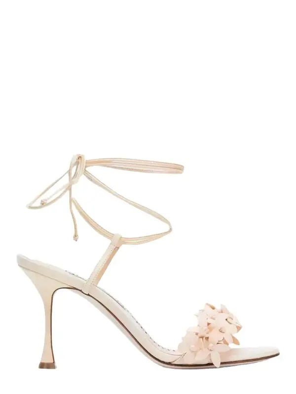 Manolo Blahnik Anista Floral Sandals - Neutrals