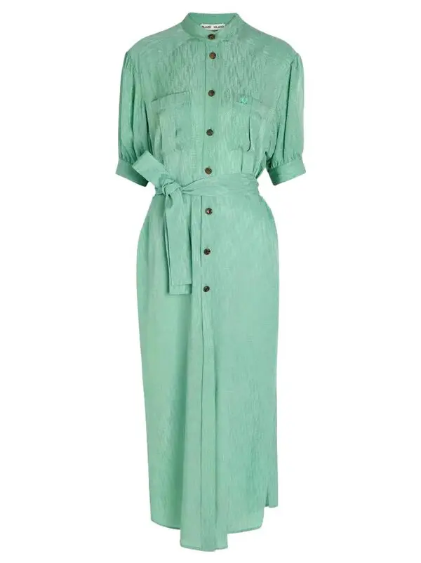 BLAZÉ MILANO Button Belted Midi Dress - Green
