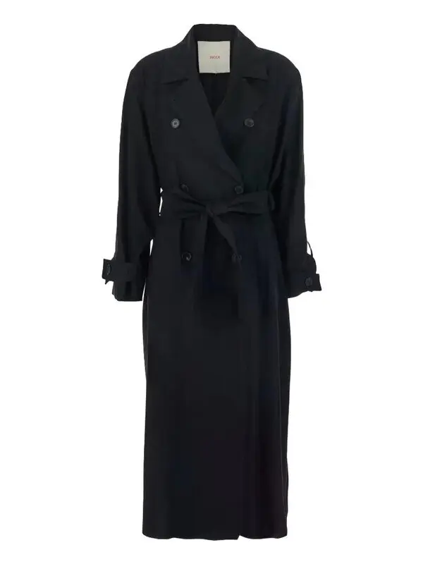 JUCCA Buttoned Belted Coat - Black