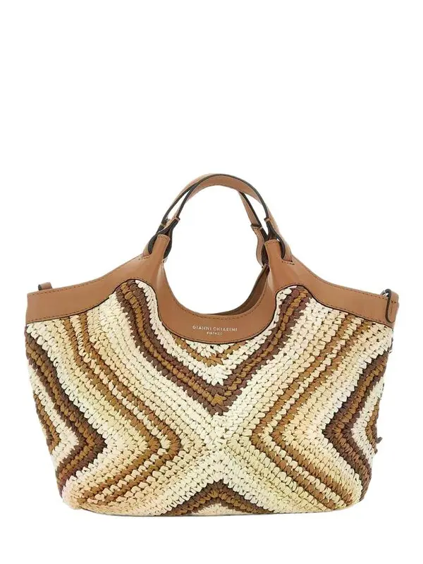 GIANNI CHIARINI Dua Woven Straw Tote - Neutrals