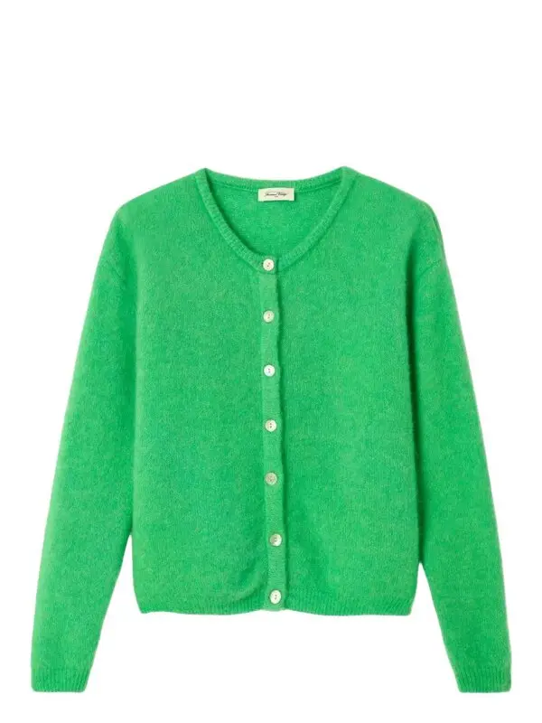 American Vintage Round-neck Buttoned Cardigan - Green