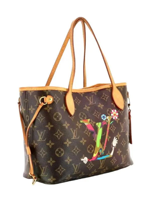 LOUIS VUITTON Neverfull Limited Edition Monogram Murakami Moca Hands Pm Tote Bag - Brown