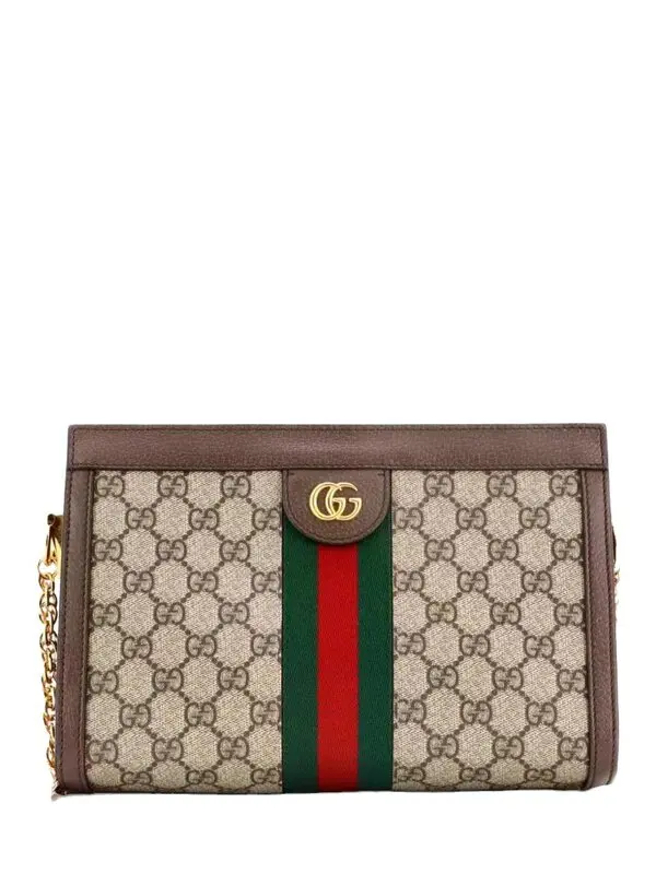 Gucci Ophidia Chain Shoulder Bag Gg Coated Canvas - Brown
