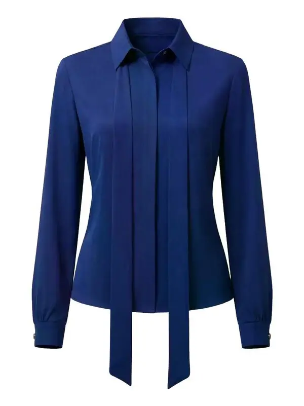 Elie Saab Tie-neck Silk Shirt - Blue