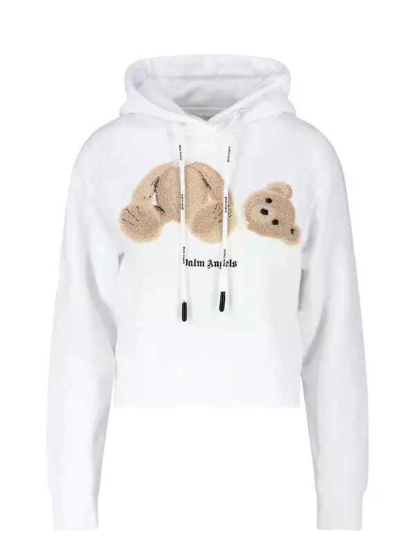 Palm Angels Bear Motif Hoodie - White