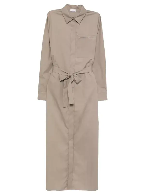 Peserico Tie-waist Shirt Dress - Grey