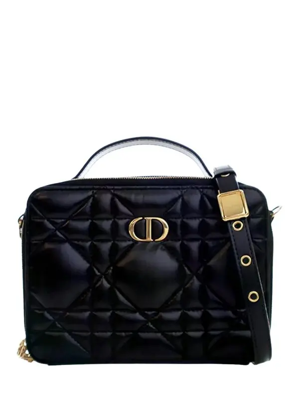Dior 2023 Calfskin Macrocannage Caro Box Bag - Black