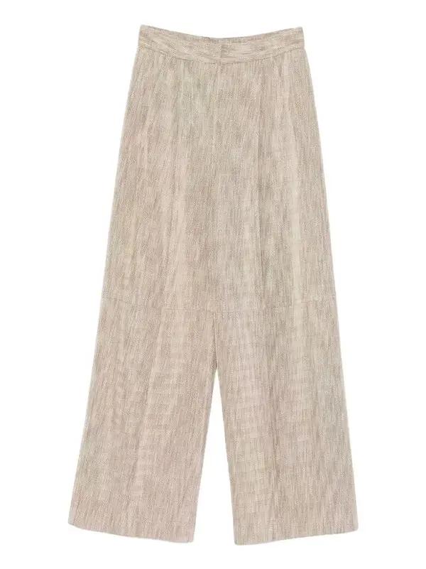 Giorgio Armani Textured Wide Leg Trousers - Neutrals