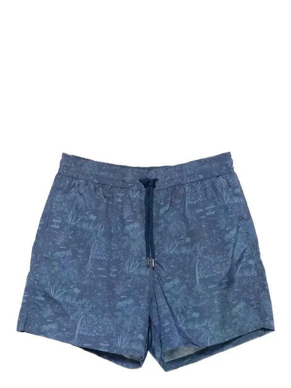 Caruso Print Drawstring Shorts - Blue